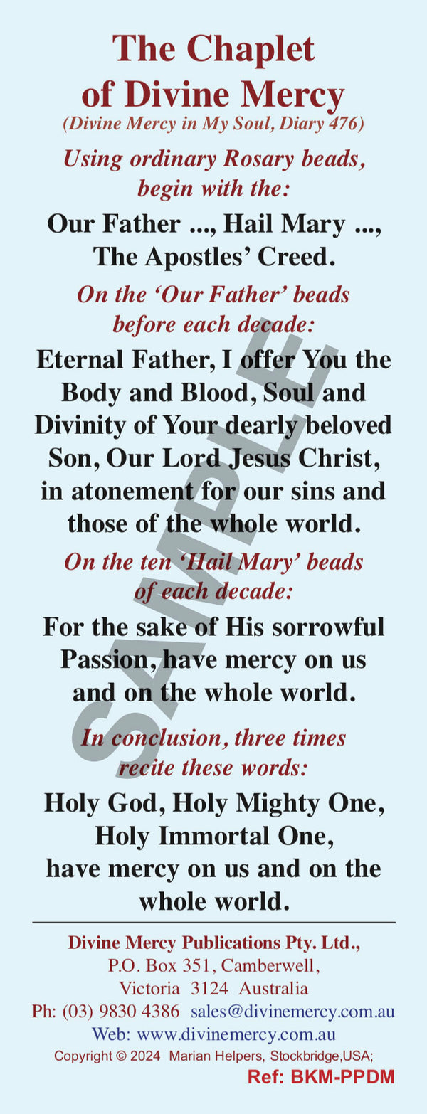 Plastic Chaplet of Divine Mercy Bookmark - Divine Mercy Publications Pty. Ltd.