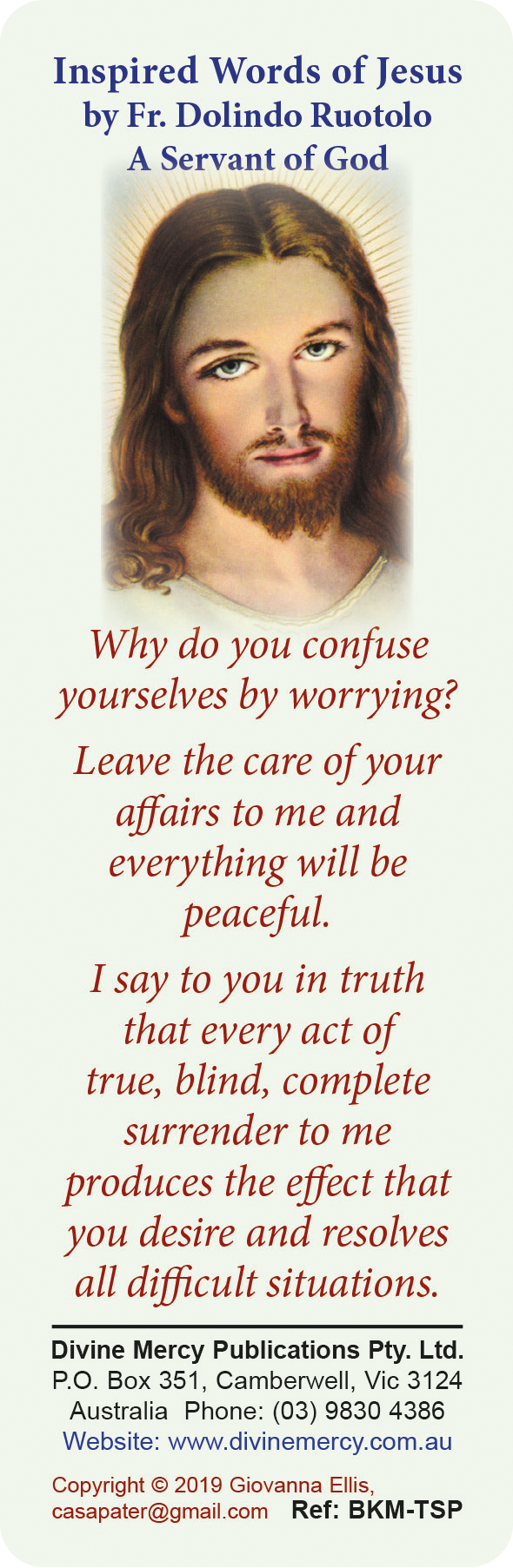 Surrender Prayer Bookmark - Divine Mercy Publications Pty. Ltd.