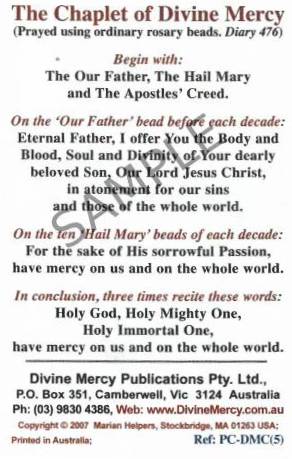 The Chaplet of Divine Mercy- Wallet Size - Divine Mercy Publications Pty. Ltd.