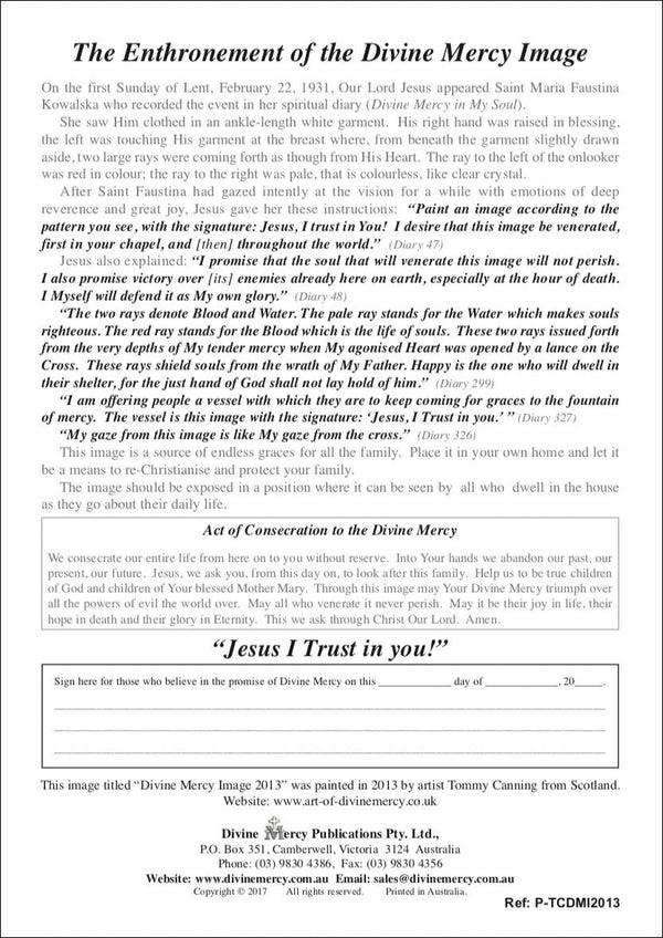 Divine Mercy Image 2013 - Divine Mercy Publications Pty. Ltd.