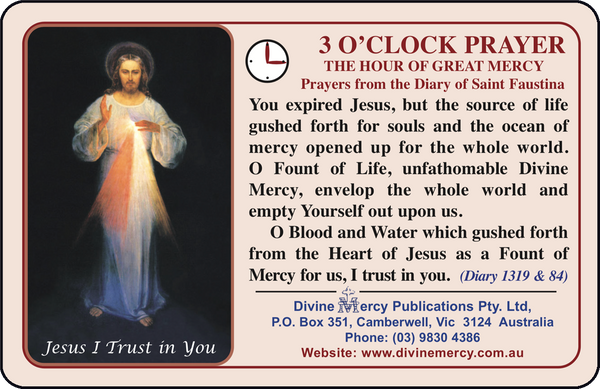 3 O'Clock Prayer Card (Vilnius) - Divine Mercy Publications Pty. Ltd.