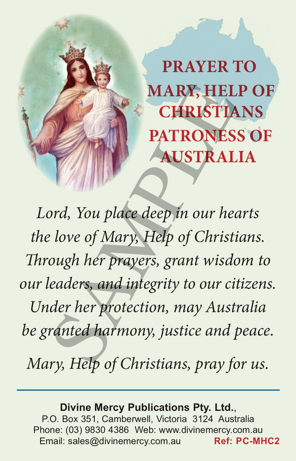 Prayercard: Prayer to Mary, Help of Christians, Patroness of Australia ...