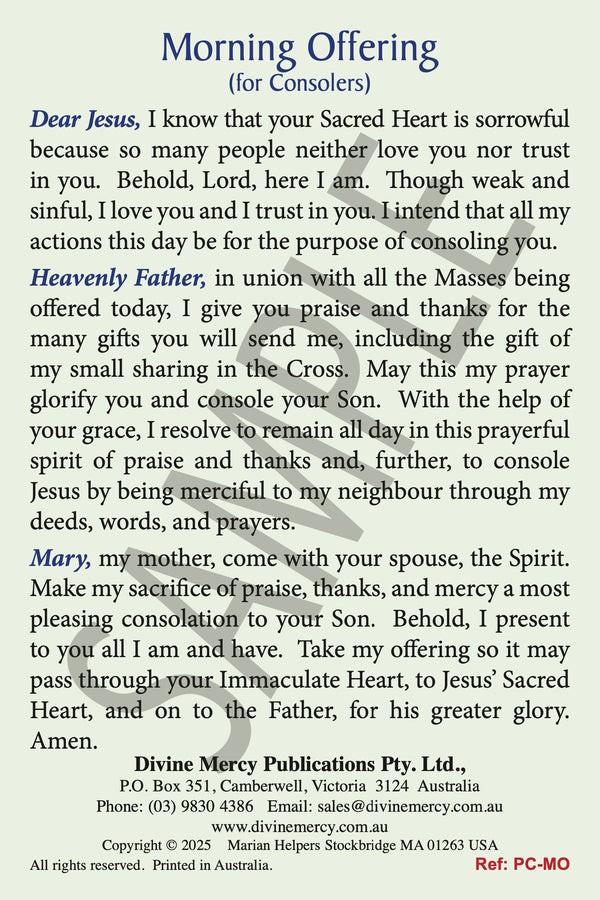 Prayer Card: Morning Offering (for Consolers) - Divine Mercy ...