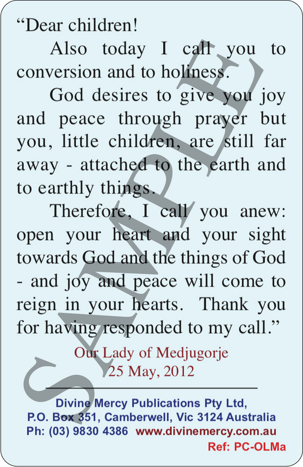 Our Lady of Medjugorje Wallet Prayer Card - Divine Mercy Publications ...