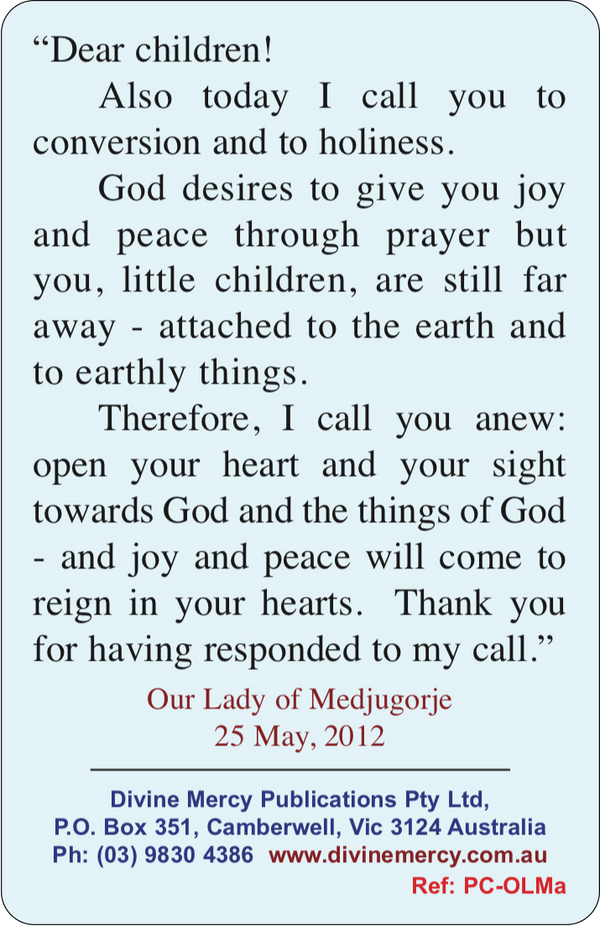 Our Lady of Medjugorje Wallet Prayer Card - Divine Mercy Publications ...