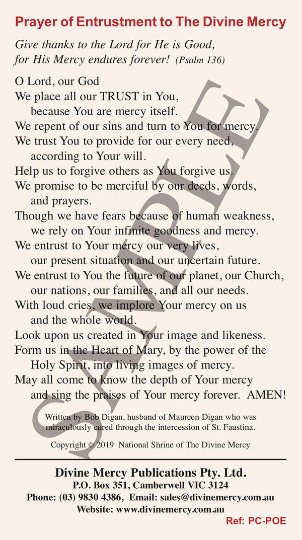 Prayer of Entrustment to The Divine Mercy - Divine Mercy Publications Pty. Ltd.