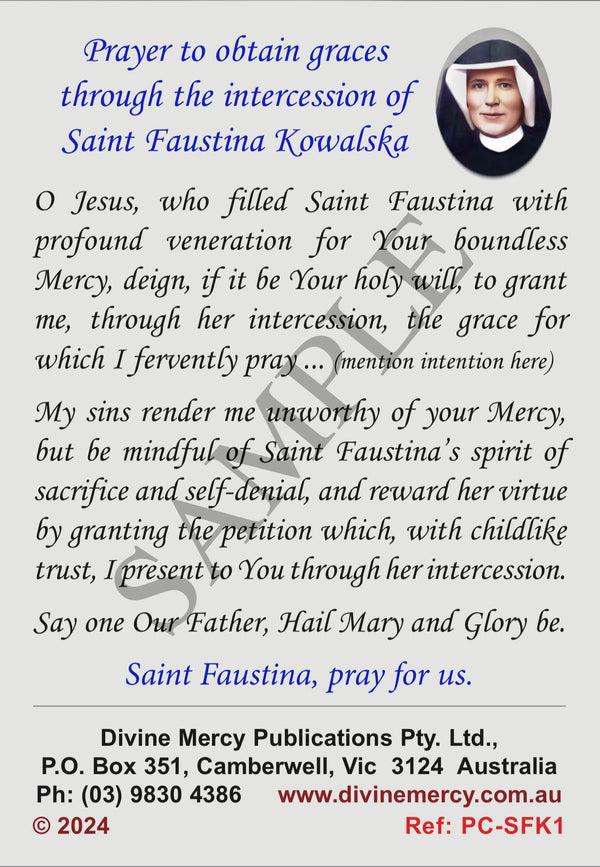 Prayer to obtain graces though the intercession of Saint Faustina Kowa - Divine Mercy ...