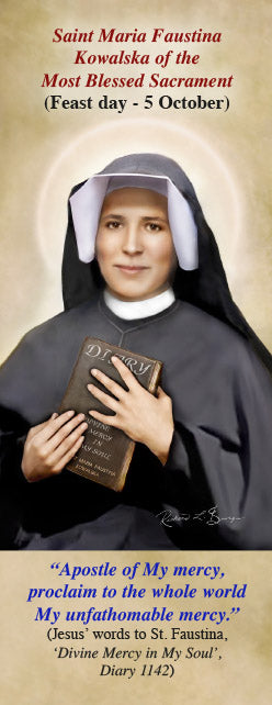 Plastic Saint Faustina Kowalska Bookmark - Divine Mercy Publications ...